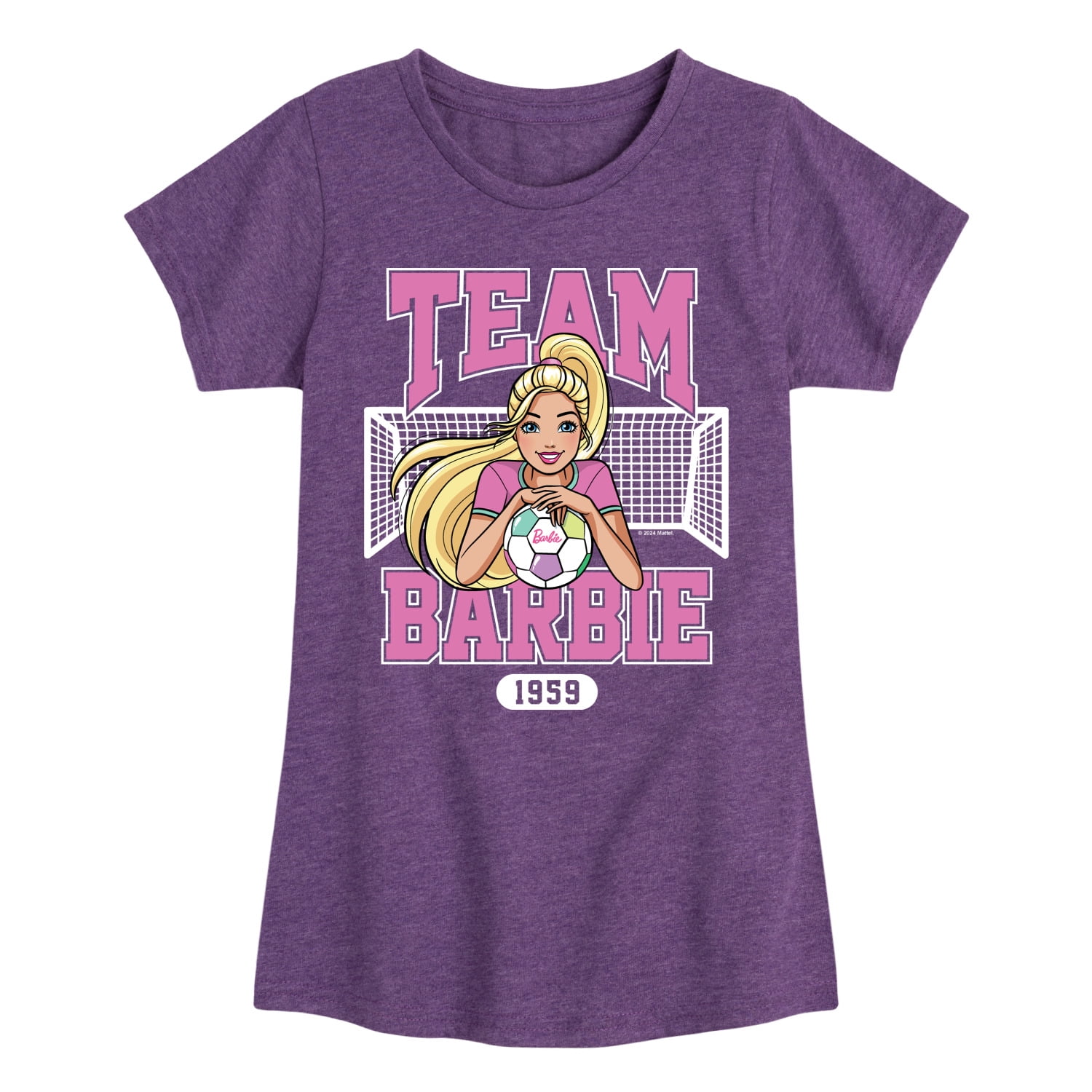Barbie - Team Barbie Soccer - Girls Fitted Short Sleeve Graphic T-Shirt ...