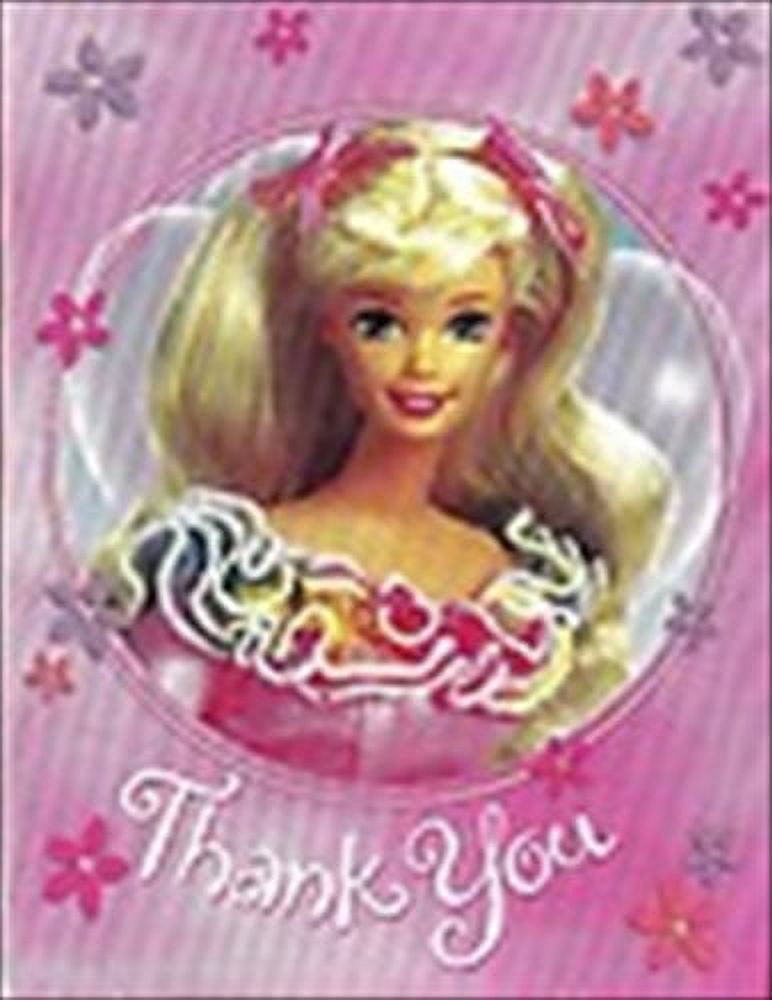 Barbie Thank You Card Notes with Paper Envelope (8ct) - Walmart.com
