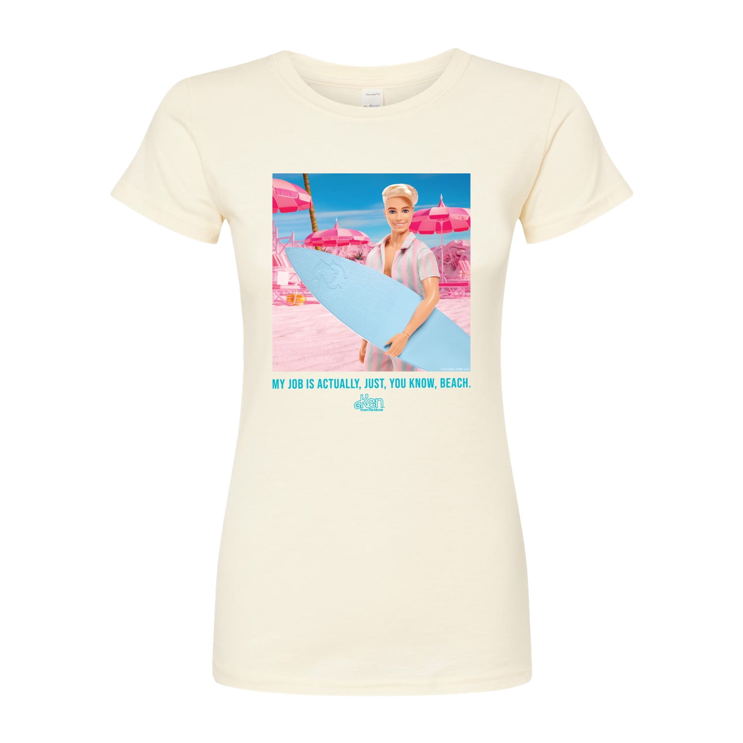 Barbie The Movie - Ken My Job Is Beach - Juniors Fitted Graphic T-Shirt ...