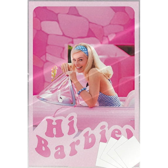 Barbie The Movie - Movie Poster (Hi Barbie - Margot Robbie In Car ...