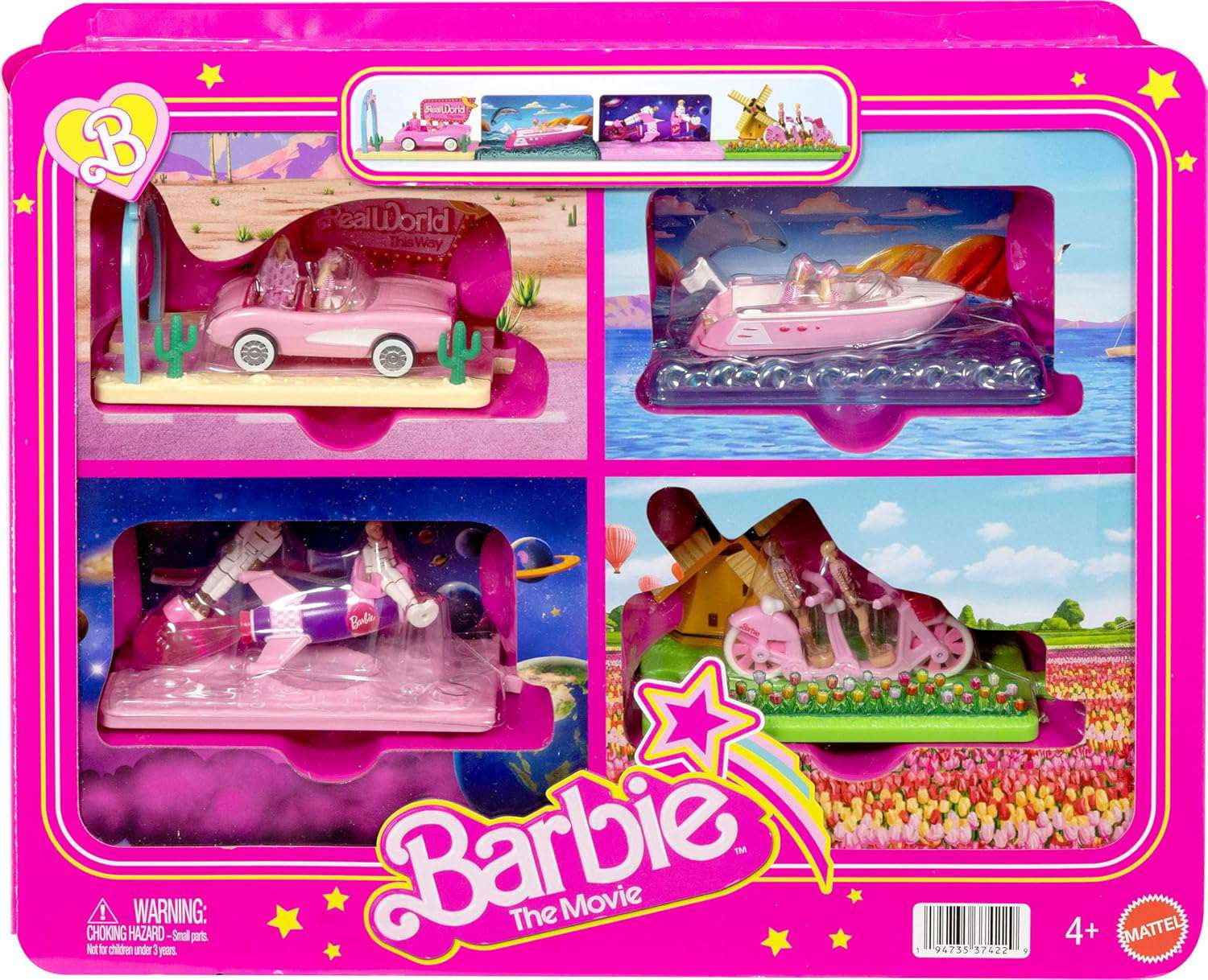 Barbie Mini Playset, Pink Convertible Boat Rocket Ship & Bike - Walmart.com