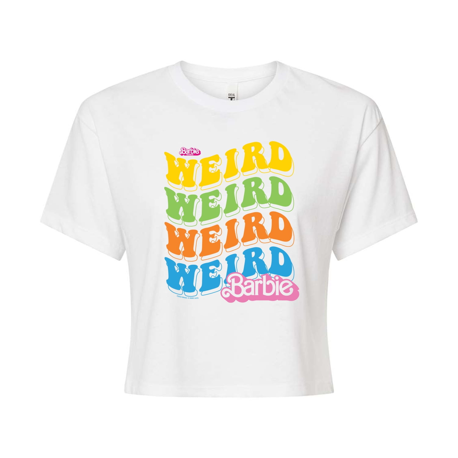 Barbie The Movie - Weird Stack - Juniors Cropped Cotton Blend T-Shirt ...