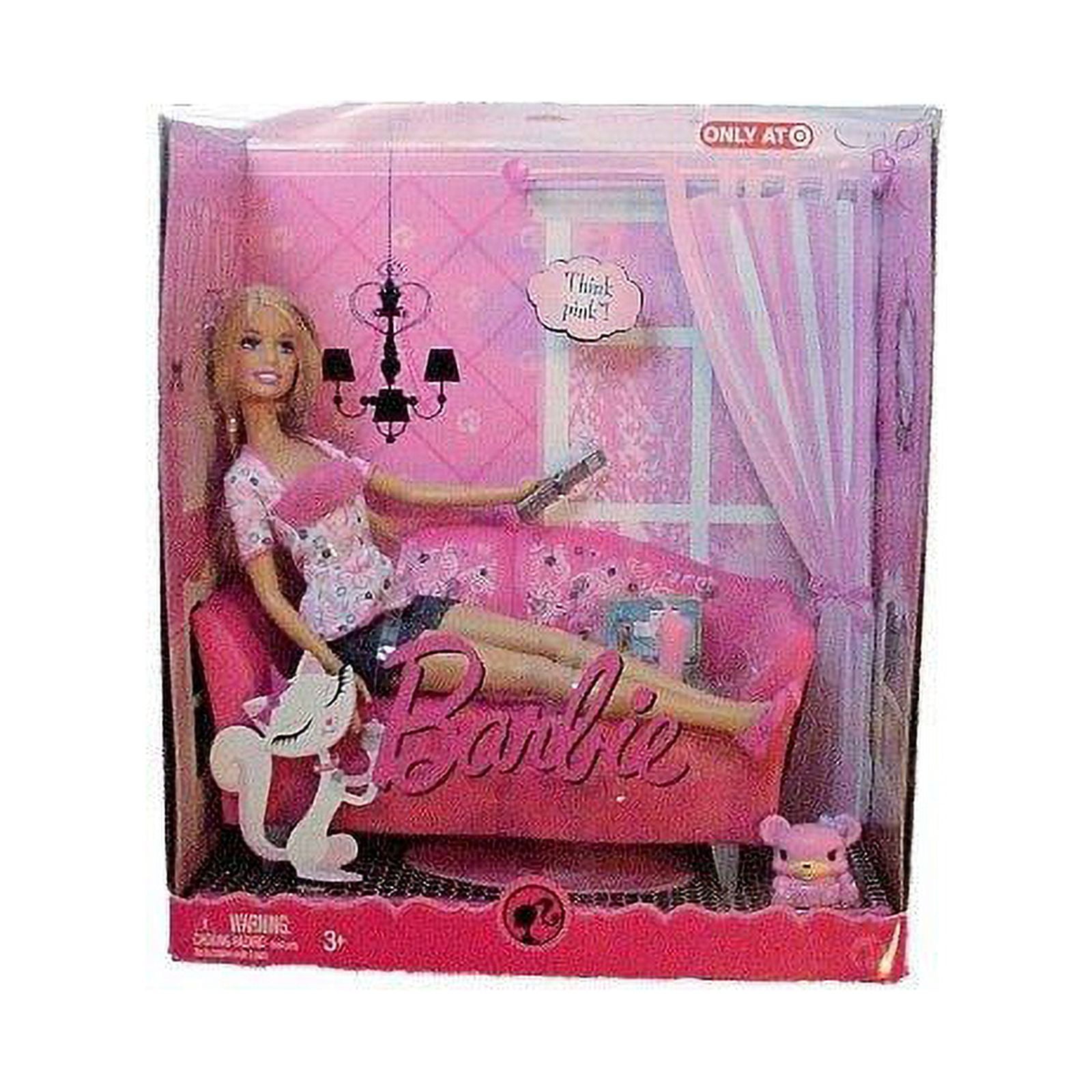 Barbie Think Pink Sofa and Doll Playset 2008 Mattel P3498 - Walmart.com