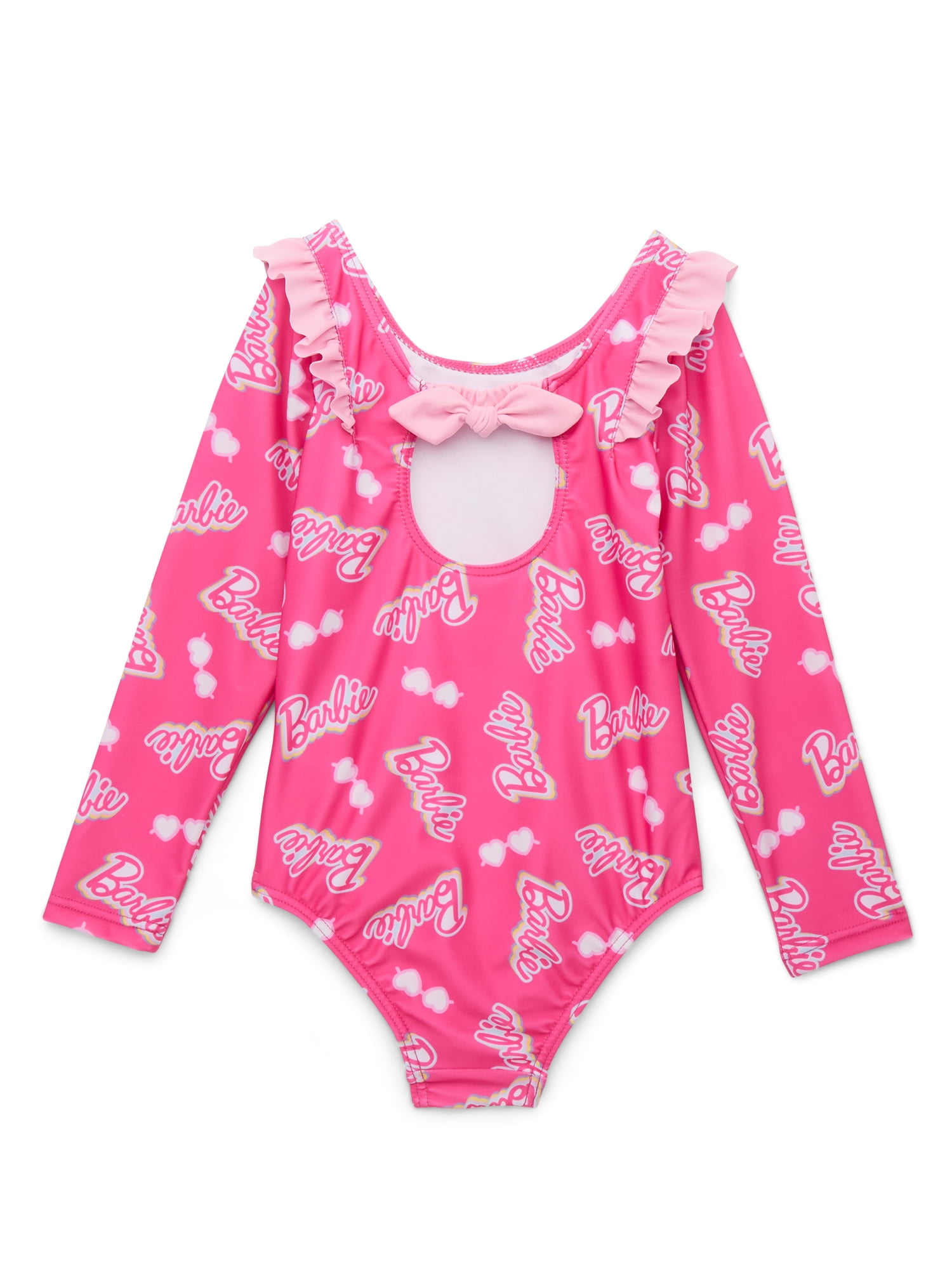 Barbie Toddler Girls Long Sleeve Ruffle One Piece Swimsuit with UPF50 ...