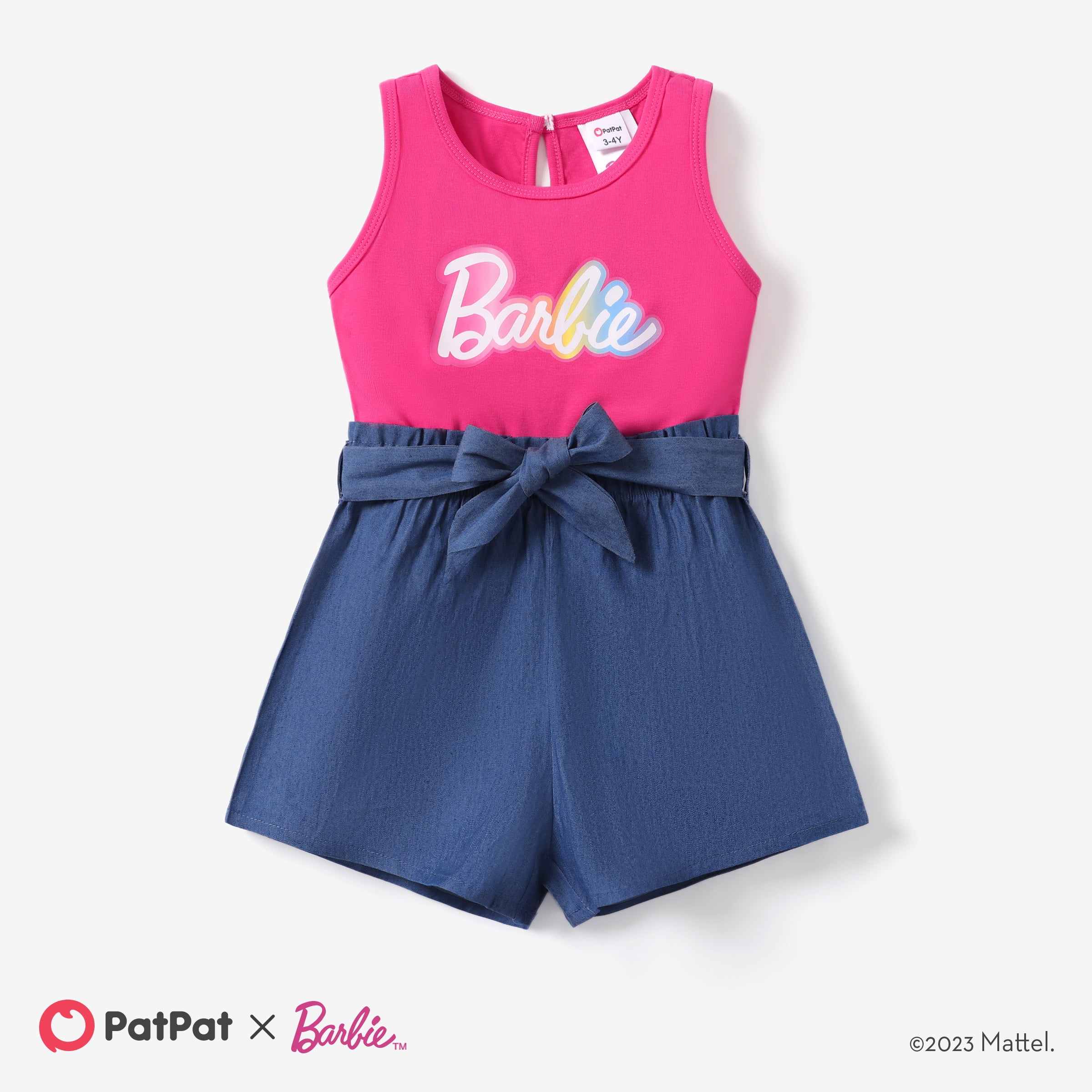 Barbie Toddler Girls Romper Alphabet with Bowknot Cotton Sleeveless ...