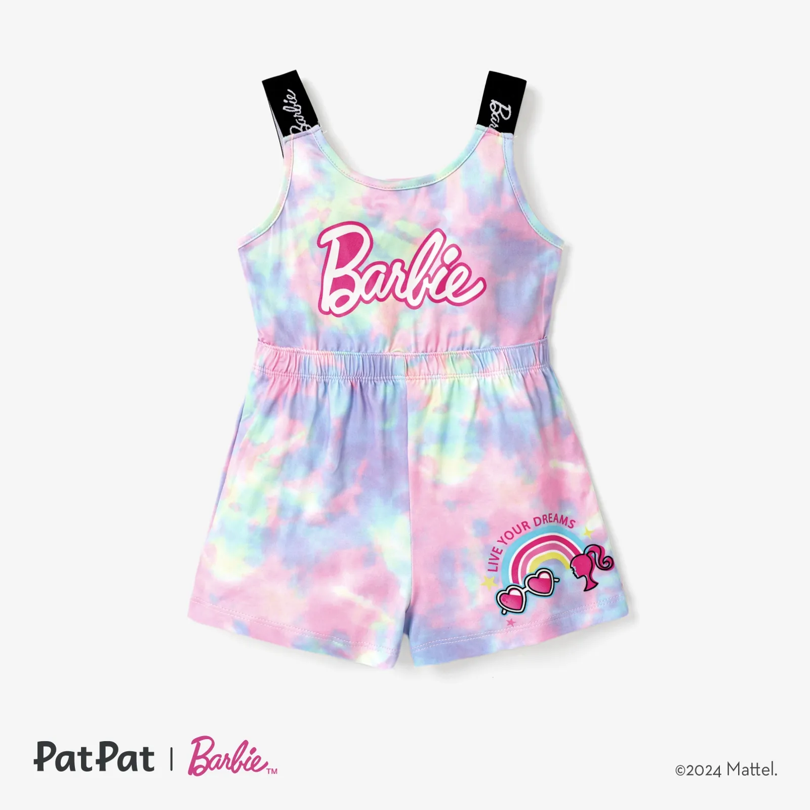 Barbie Toddler Girls Romper Tyedyed Colorful Pattern with Classic Logo ...