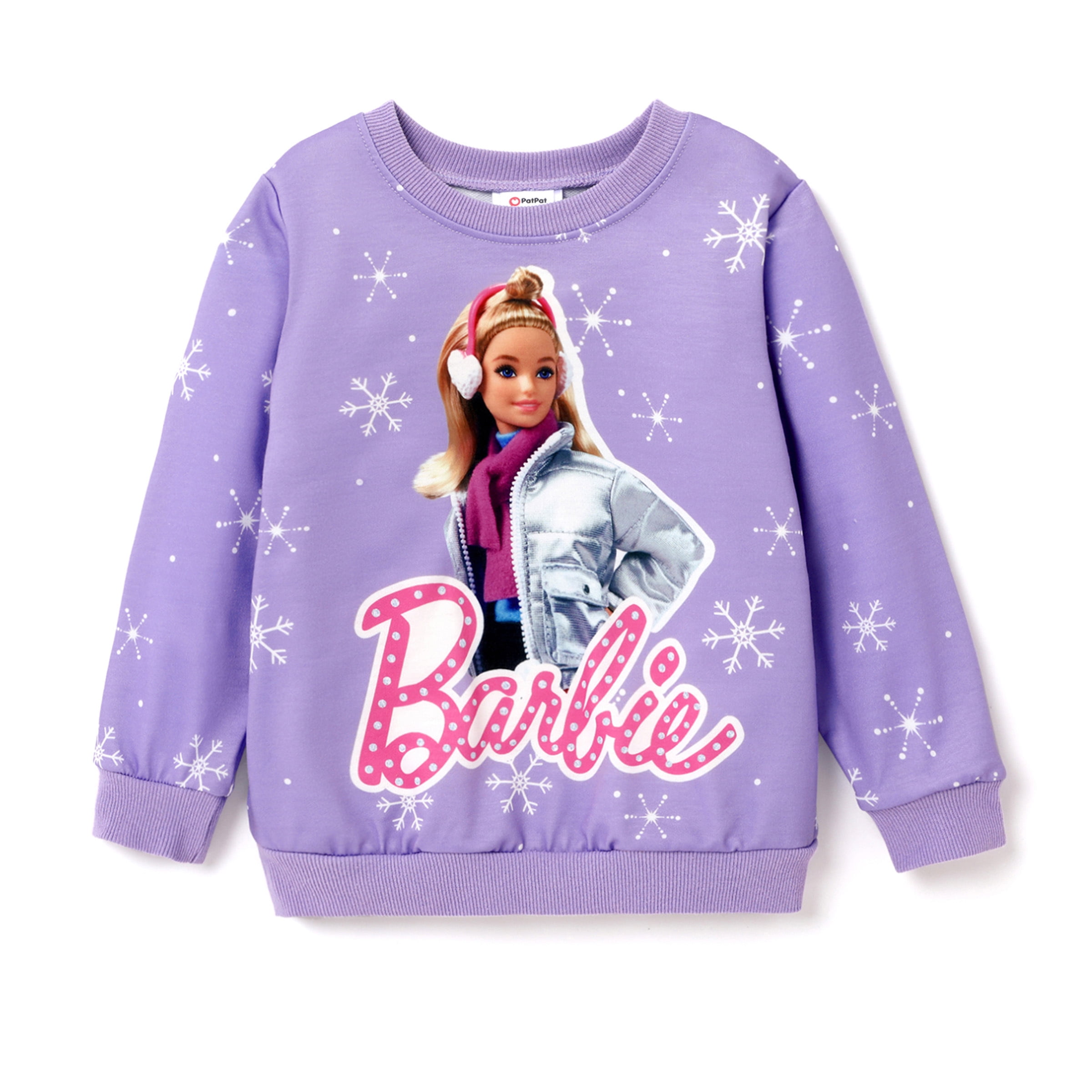 Barbie Toddler Girls Sweatshrit Purple Snowflake Graphic Ugly Christmas ...