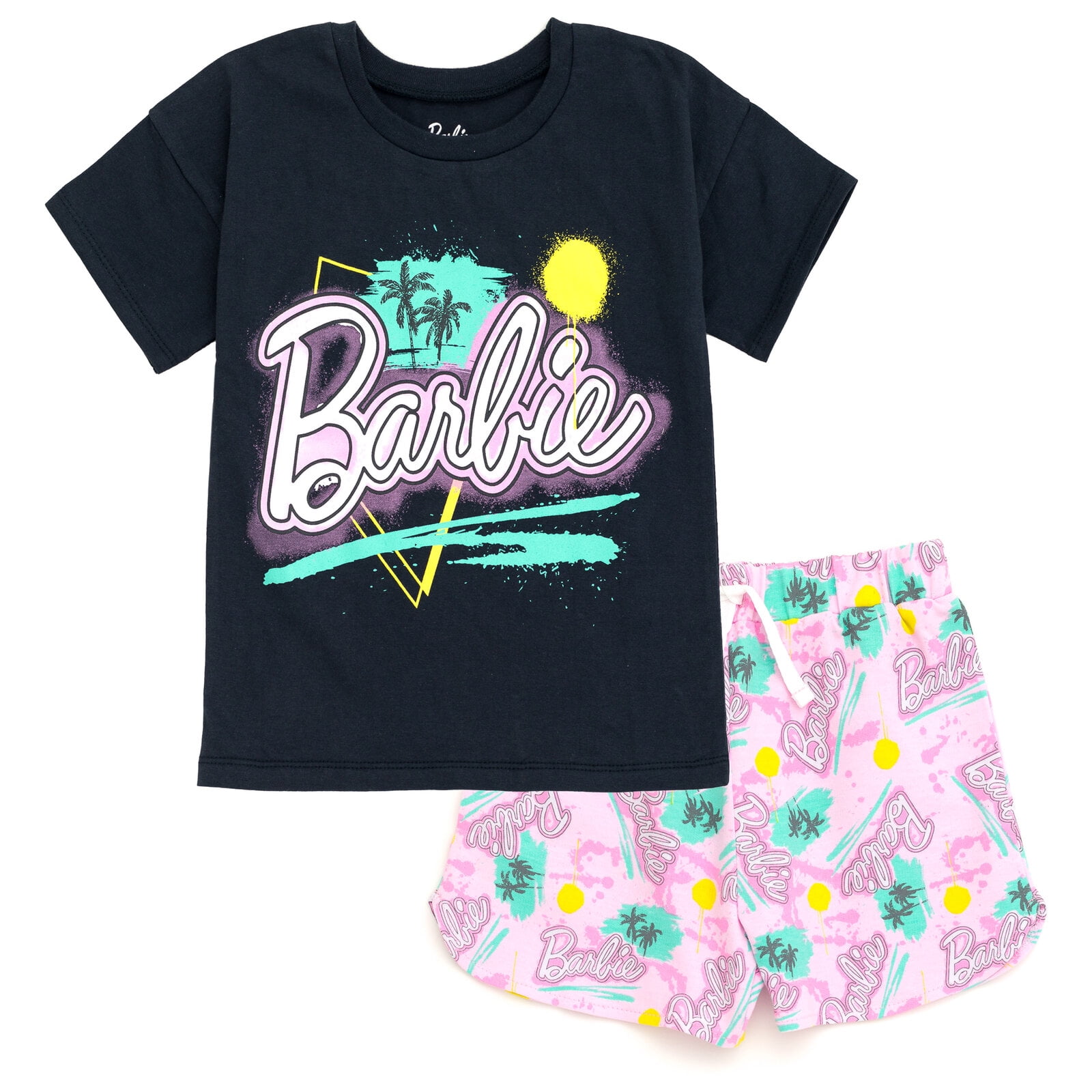 Barbie Toddler Girls T-Shirt and French Terry Shorts Outfit Set Toddler ...