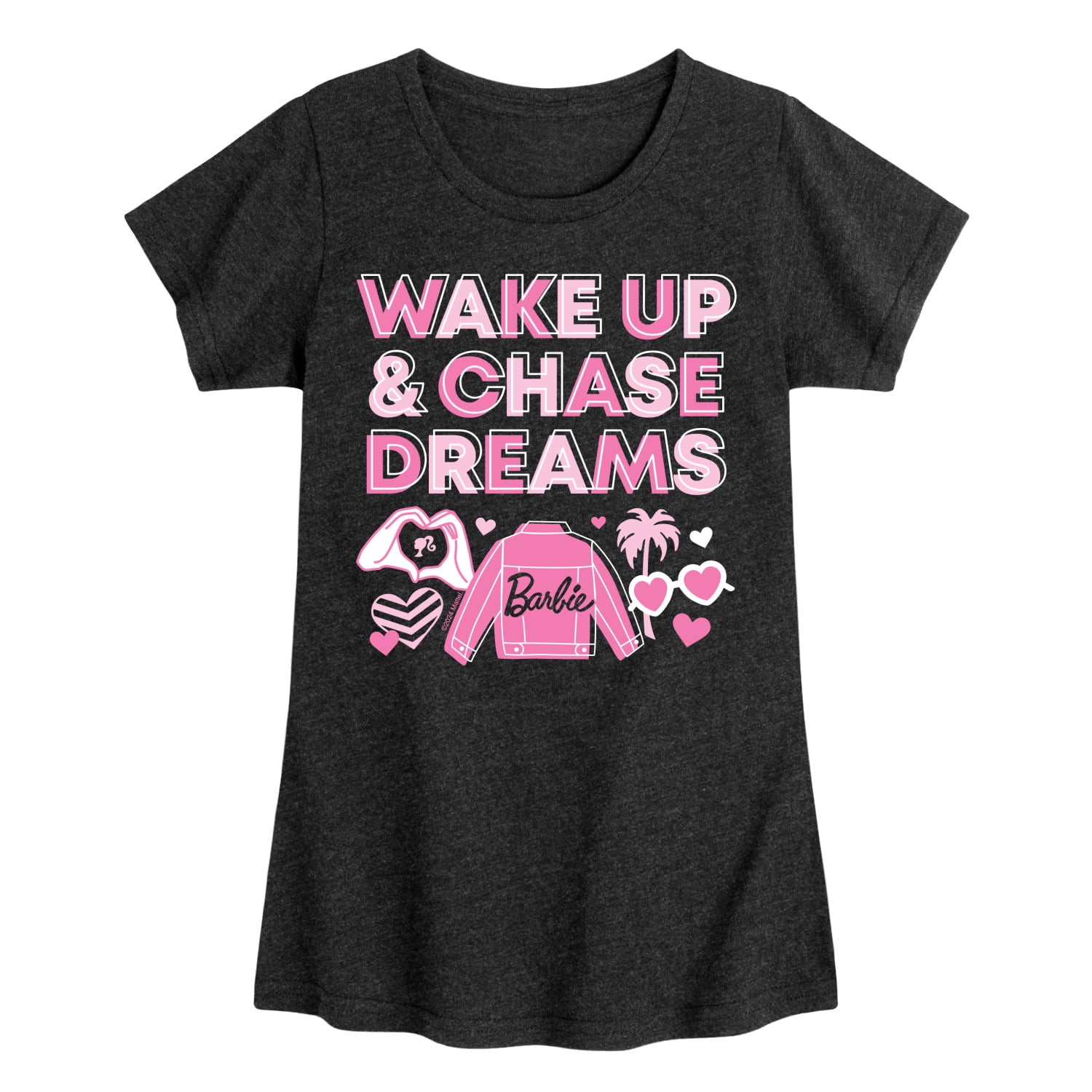 Barbie - Wake Up And Chase Dreams - Girls Fitted Short Sleeve Graphic T ...