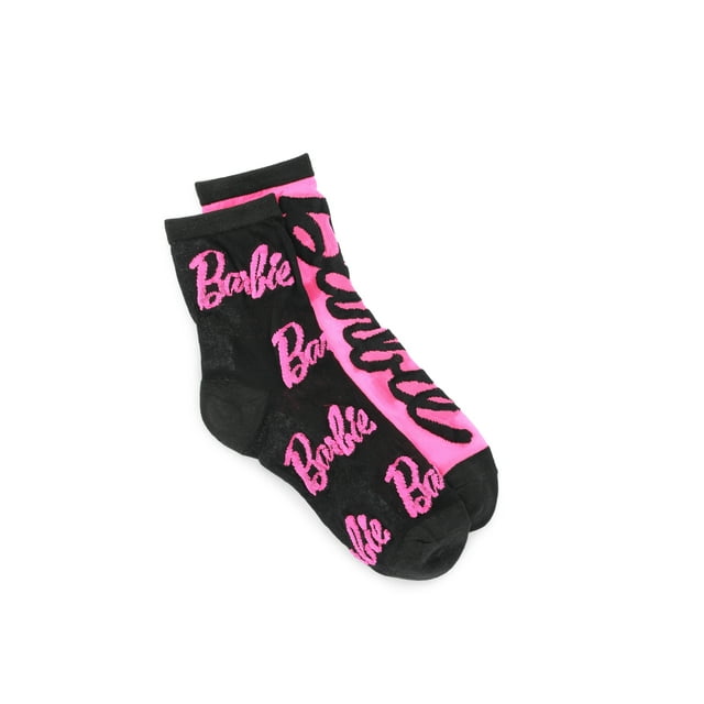 Barbie Women's Semi Sheer Mid-Crew Socks, 2-Pack, Shoe Sizes 4-10 ...