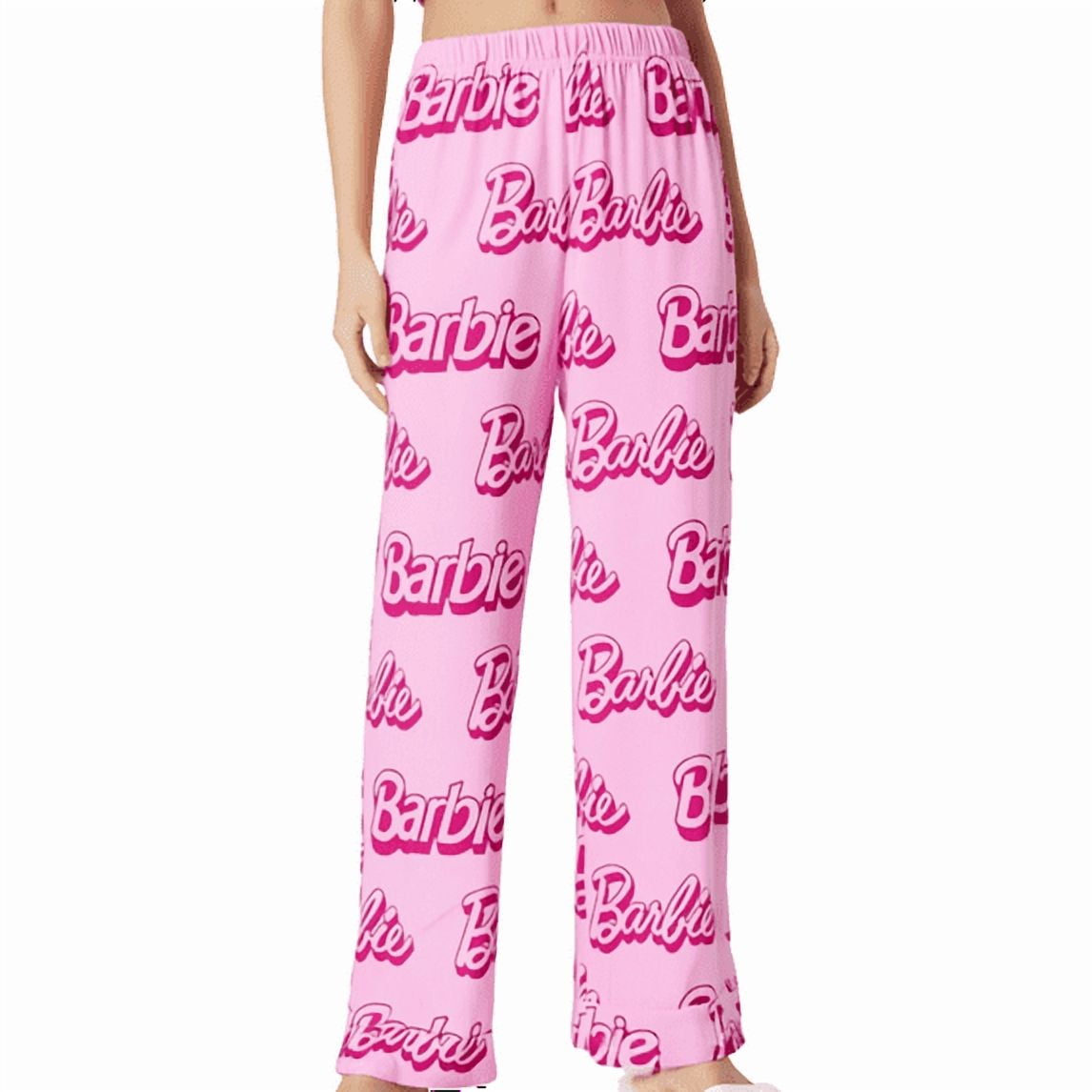 Barbie Womens Loungewear Pants Pink Classic Allover Letter Print Pants ...