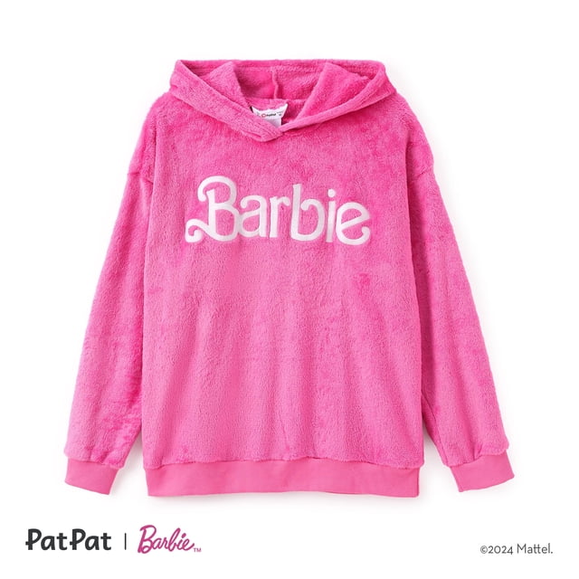 Barbie Womens Pullover Hoodies Pink Fuzzy Cotton Sweatshirts Family ...
