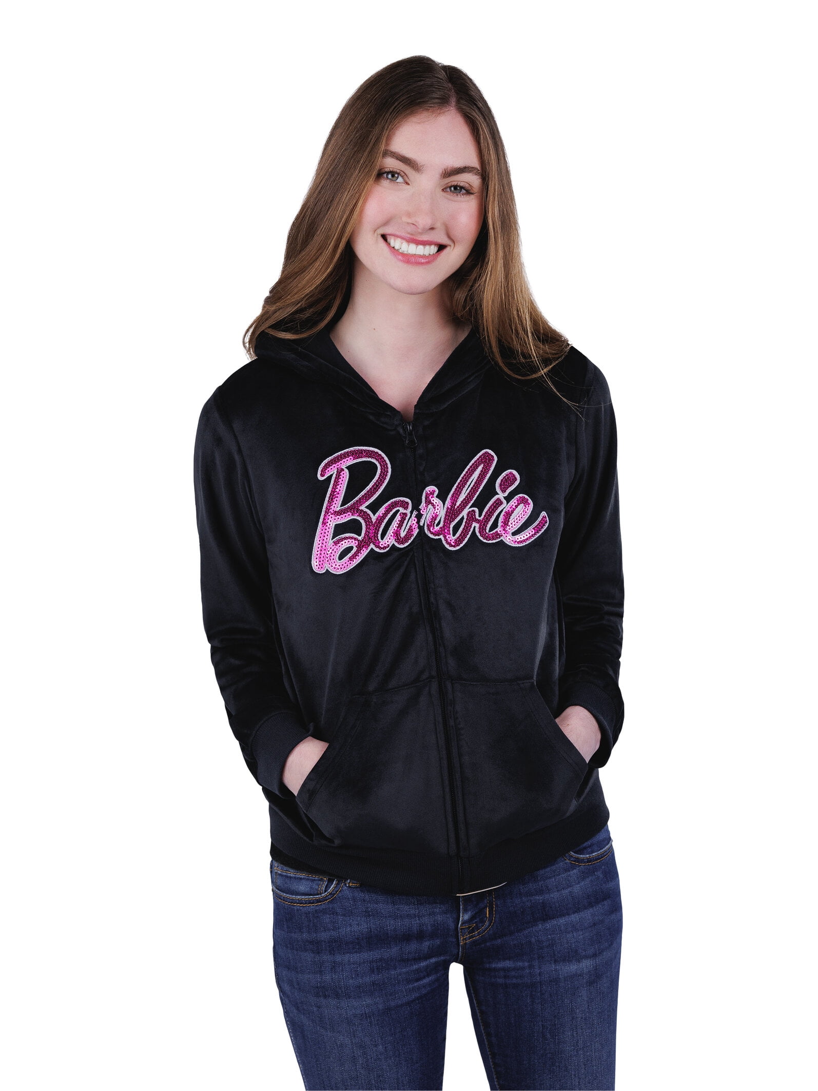 Barbie Womens Velour Matching Family Zip Up Hoodie Adult Large ...