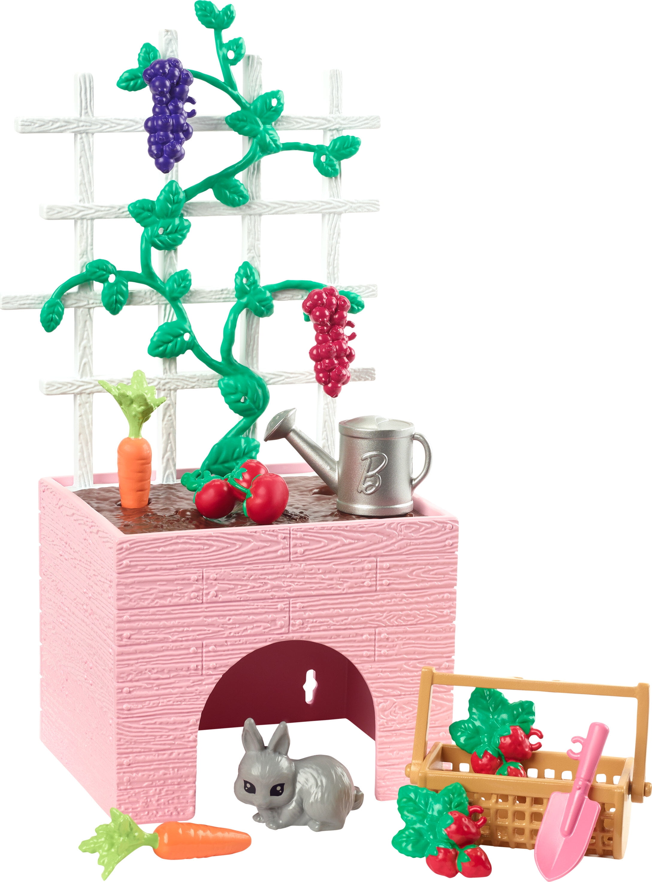 Barbie World Garden Playset with 12 Pieces Including Planter, Bunny ...