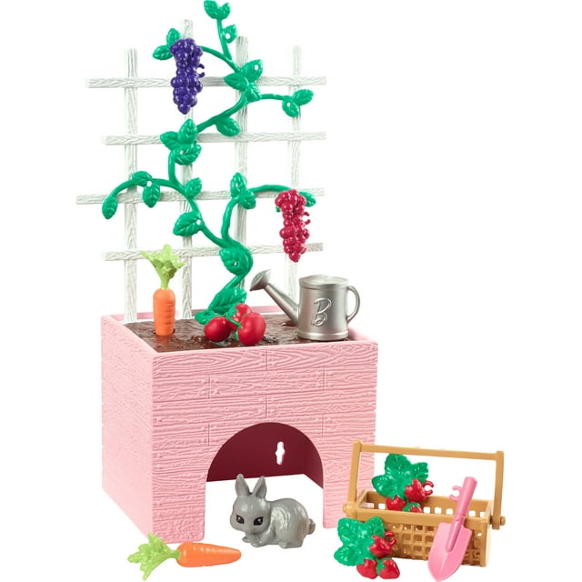 Barbie World Garden Playset with 12 Pieces Including Planter, Bunny ...