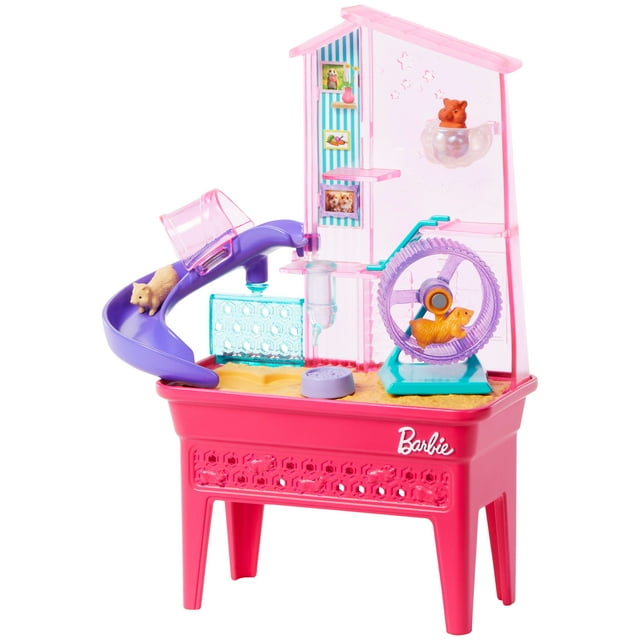 Barbie World Hamster Pet Playground Playset with 9 Pieces Including ...