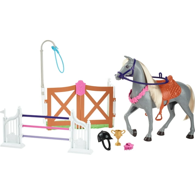 Barbie World Horse Stable Playset with Toy Horse, Jump, & Accessories ...