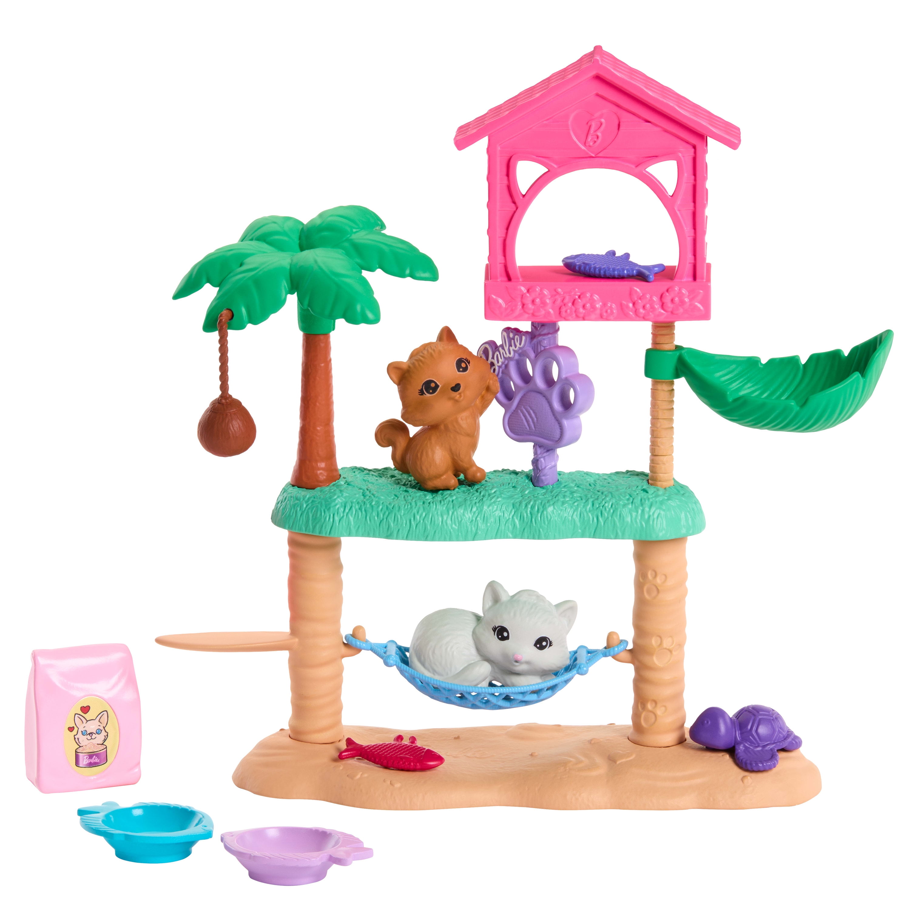 Barbie World Pet Paradise Kitty Playset with 9 Pieces Including 2 Cats ...