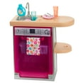 Barbie World Toy Dishwasher Set with 9 Dollhouse Kitchen Accessories ...