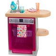 Barbie World Toy Dishwasher Set with 9 Dollhouse Kitchen Accessories ...