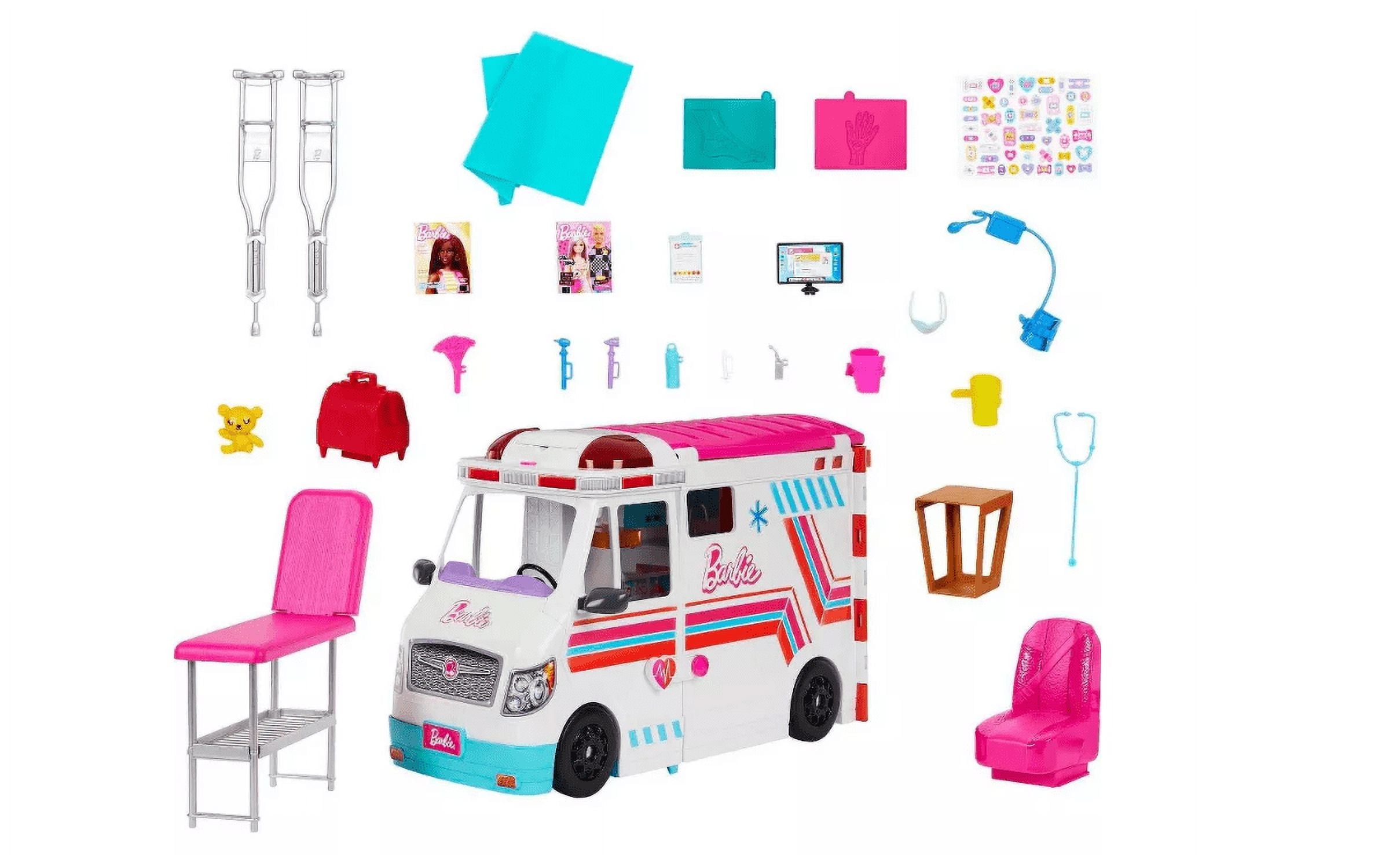 Mattel Barbie 2-in-1 Ambulance, Emergency Vehicle and Clinic Playset ...