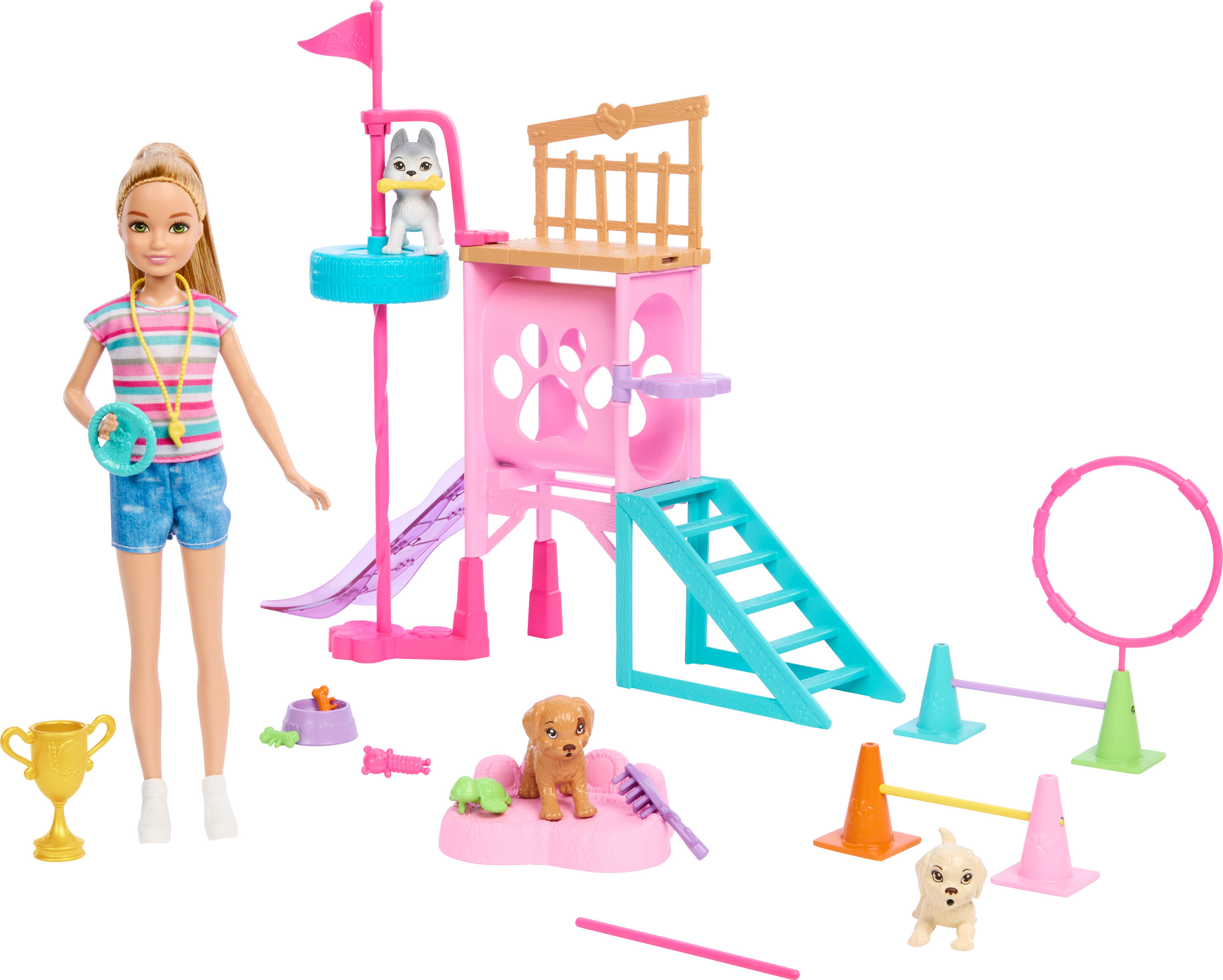 Barbie Kitty Condo Playset with Brunette Fashion Doll, 4 Kittens, Cat ...