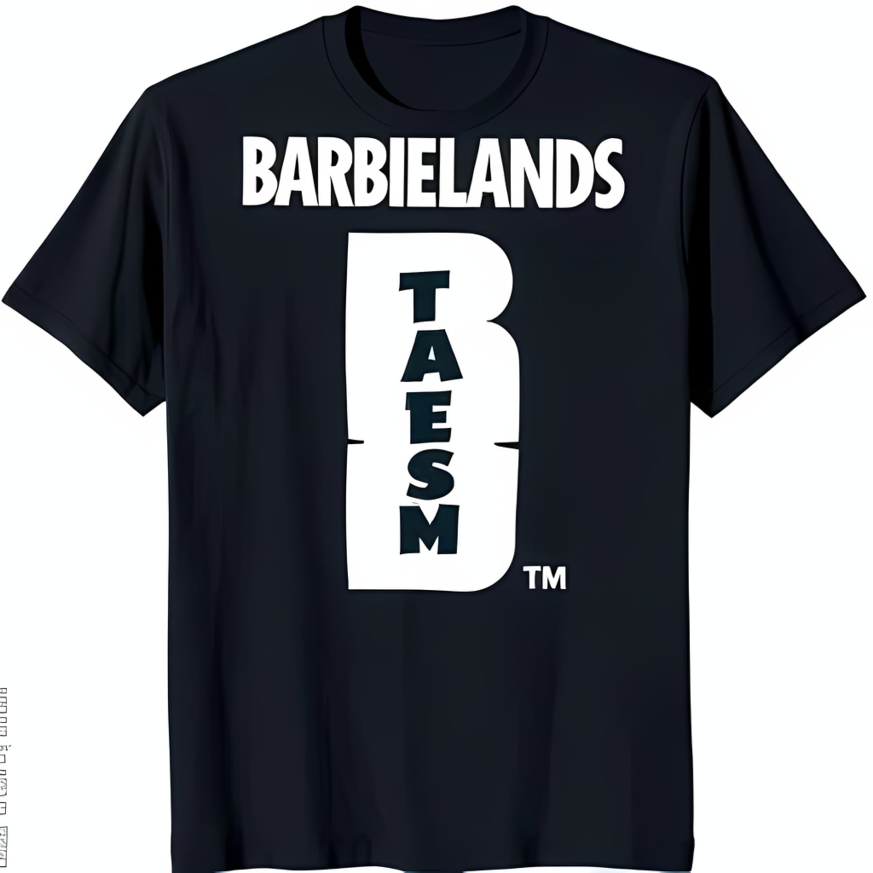 Barbieland Black T-Shirt with Graphic Rectangle & 'TAESM' Design ...