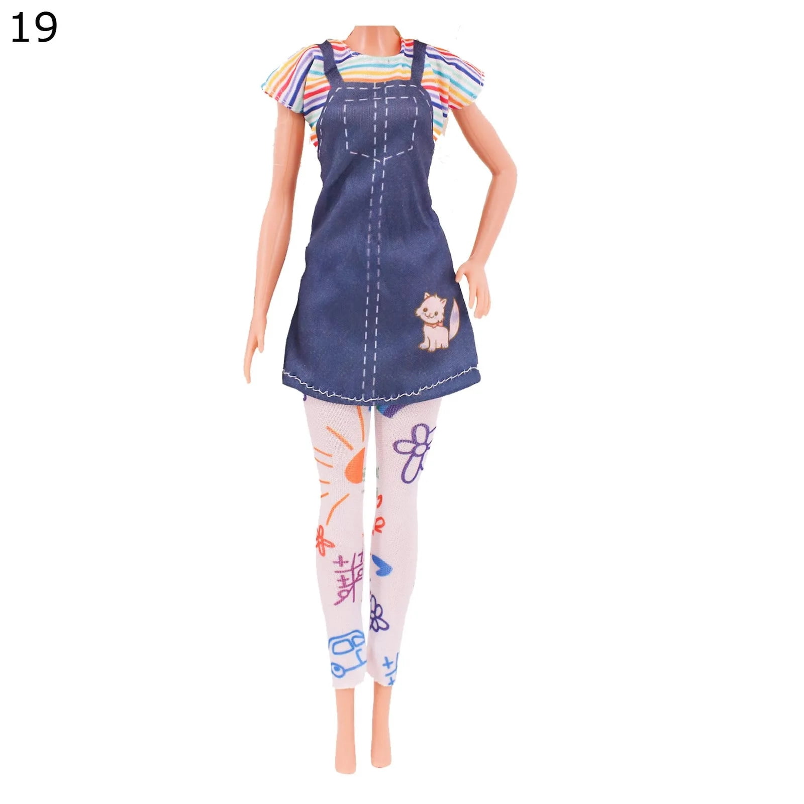Barbies Doll Clothes Doll Dress Fashion Outfit Shirt Casual Wear Skirt ...