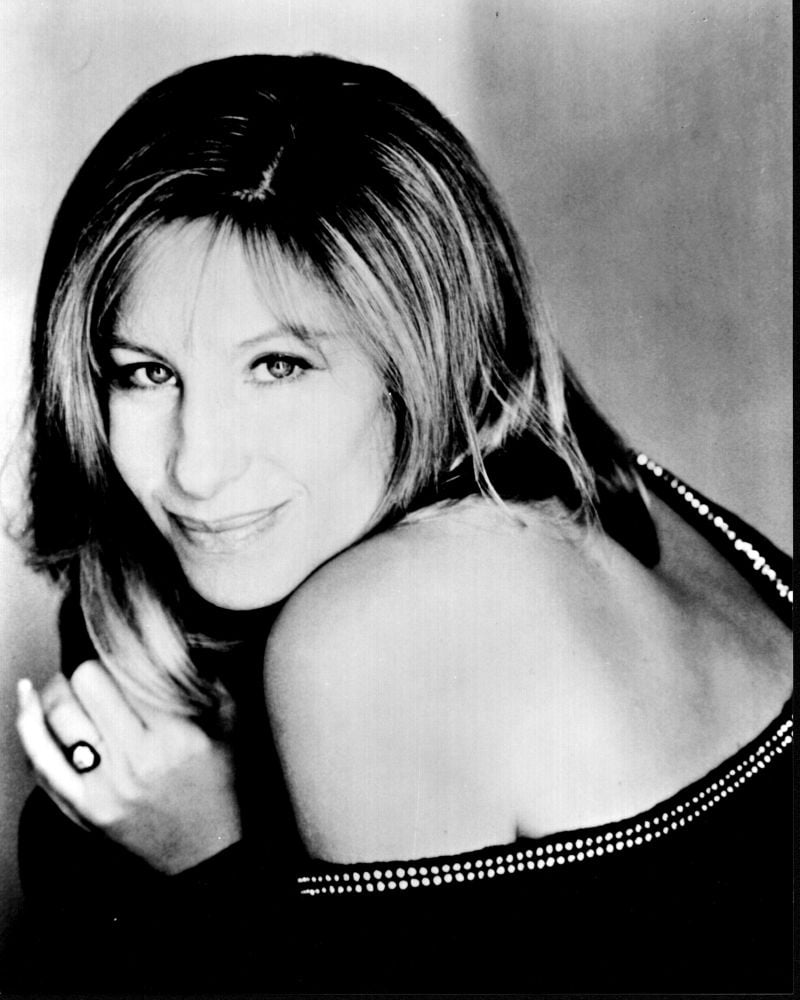 Barbra Streisand Headshot In Off Shoulder Top Black And White Photo ...
