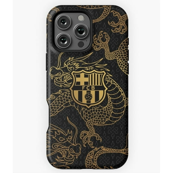 Barca Gold Black Dragons Soccer Phone Case for iPhone 11 12 13 14 15 16 ...