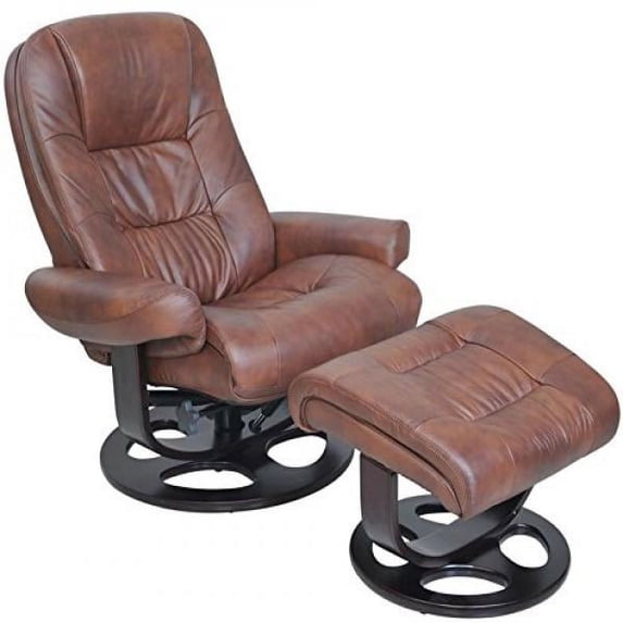 Barcalounger Jacque II Leather Recliner & Ottoman - whiskey - Walmart.com