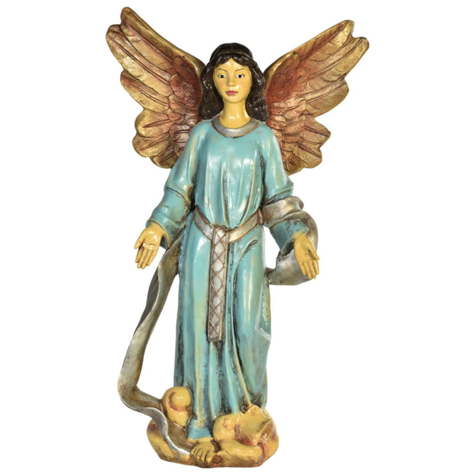 Barcana 44.5" Blue and Brown Angel Christmas Nativity Figurine ...