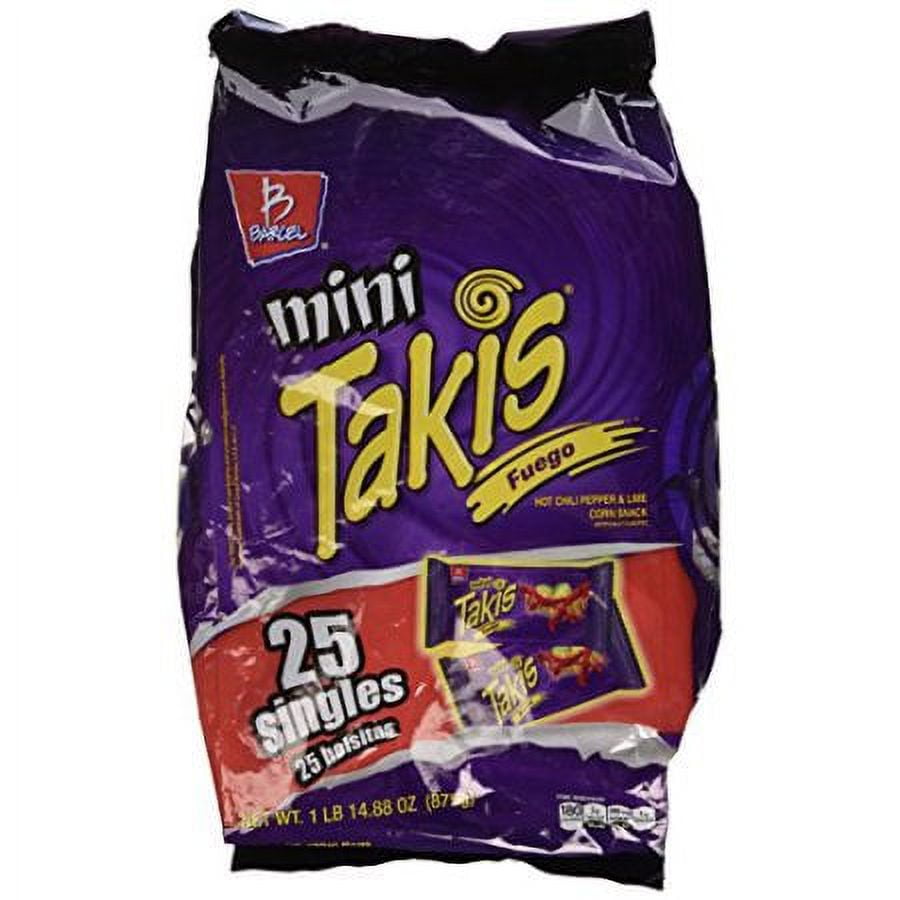 Barcel, Mini Takis, Fuego Rolled Tortilla Snacks, 25 Count (1.2oz Each ...