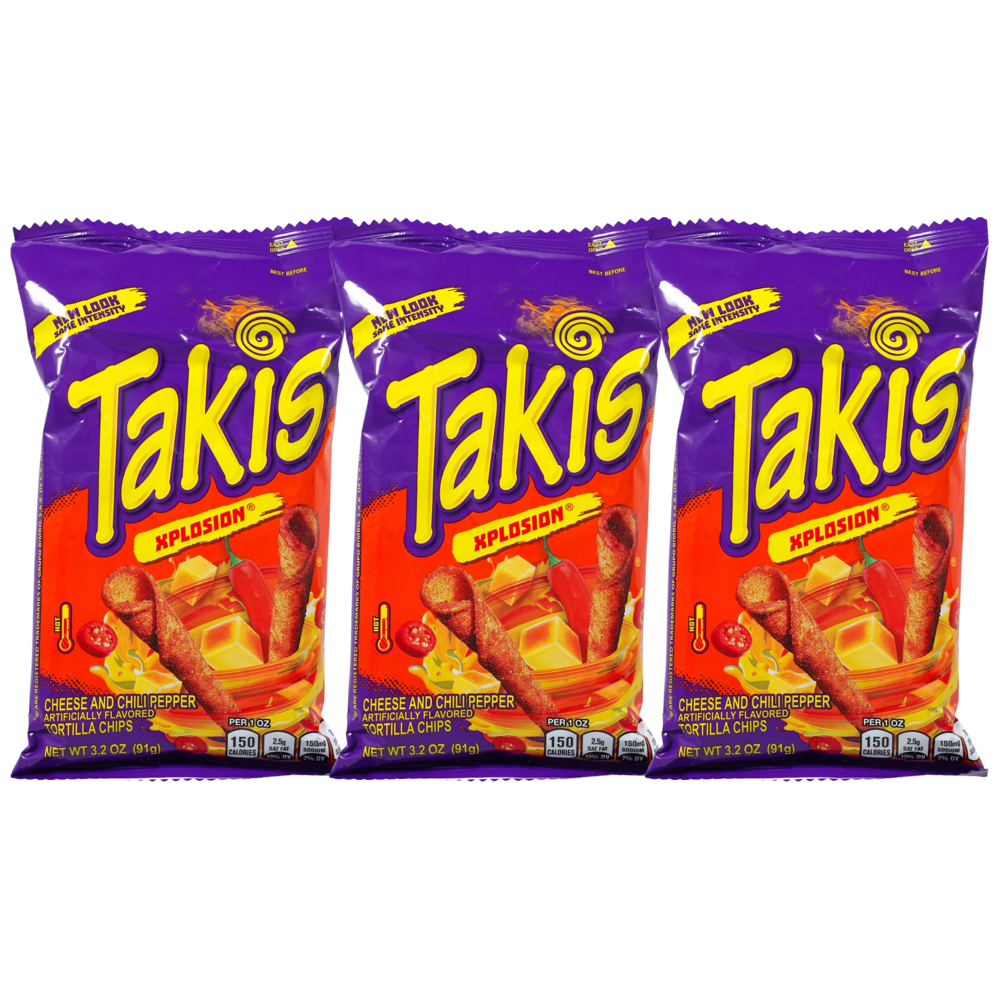 Barcel Takis Xplosion Cheese & Chili Pepper Tortilla Chips (3.2 oz ...