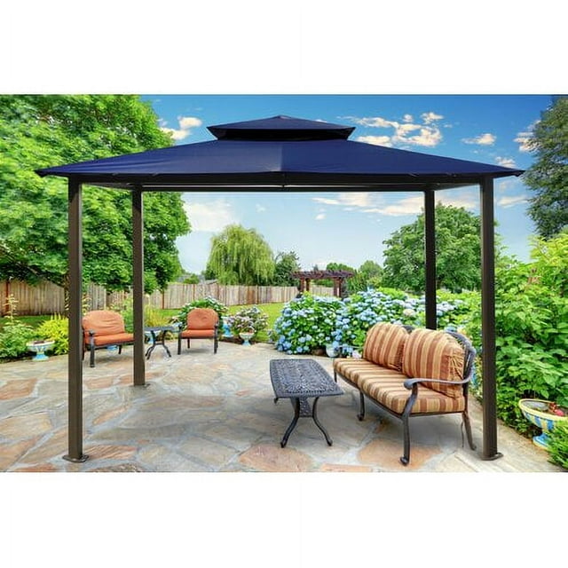 Paragon Outdoor Barcelona 10' x 12' Aluminum Gazebo with Navy Canopy ...