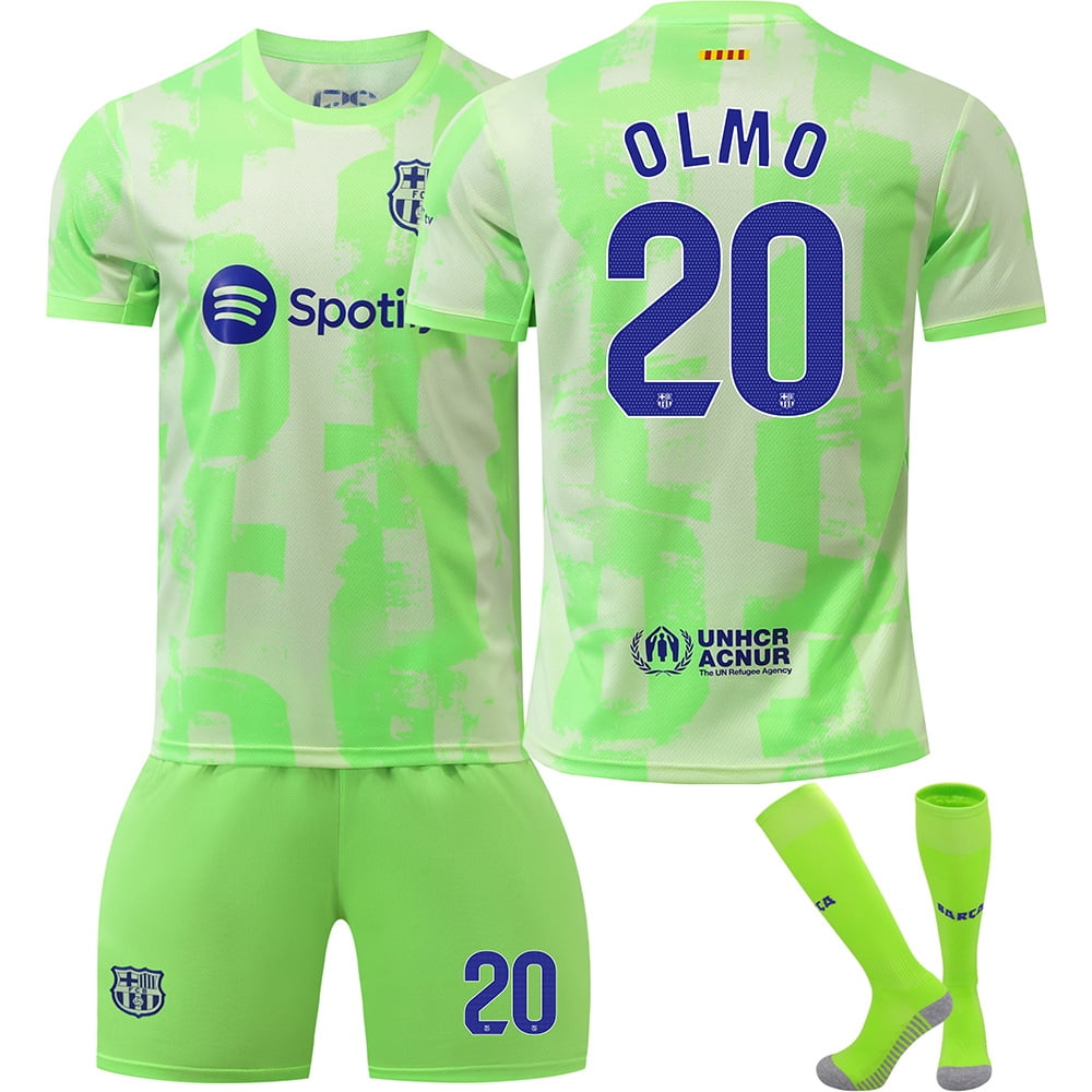 Barcelona 24/25 season second away short-sleeved jersey set No. 20 OLMO ...