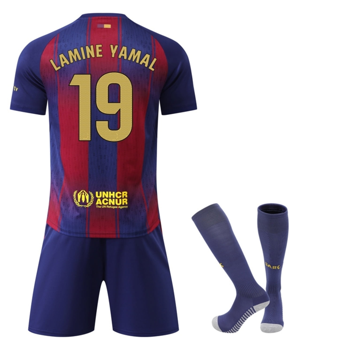 Barcelona 25/26 Authentic #19 Lamine Yamal Home Soccer Kit - Walmart.com
