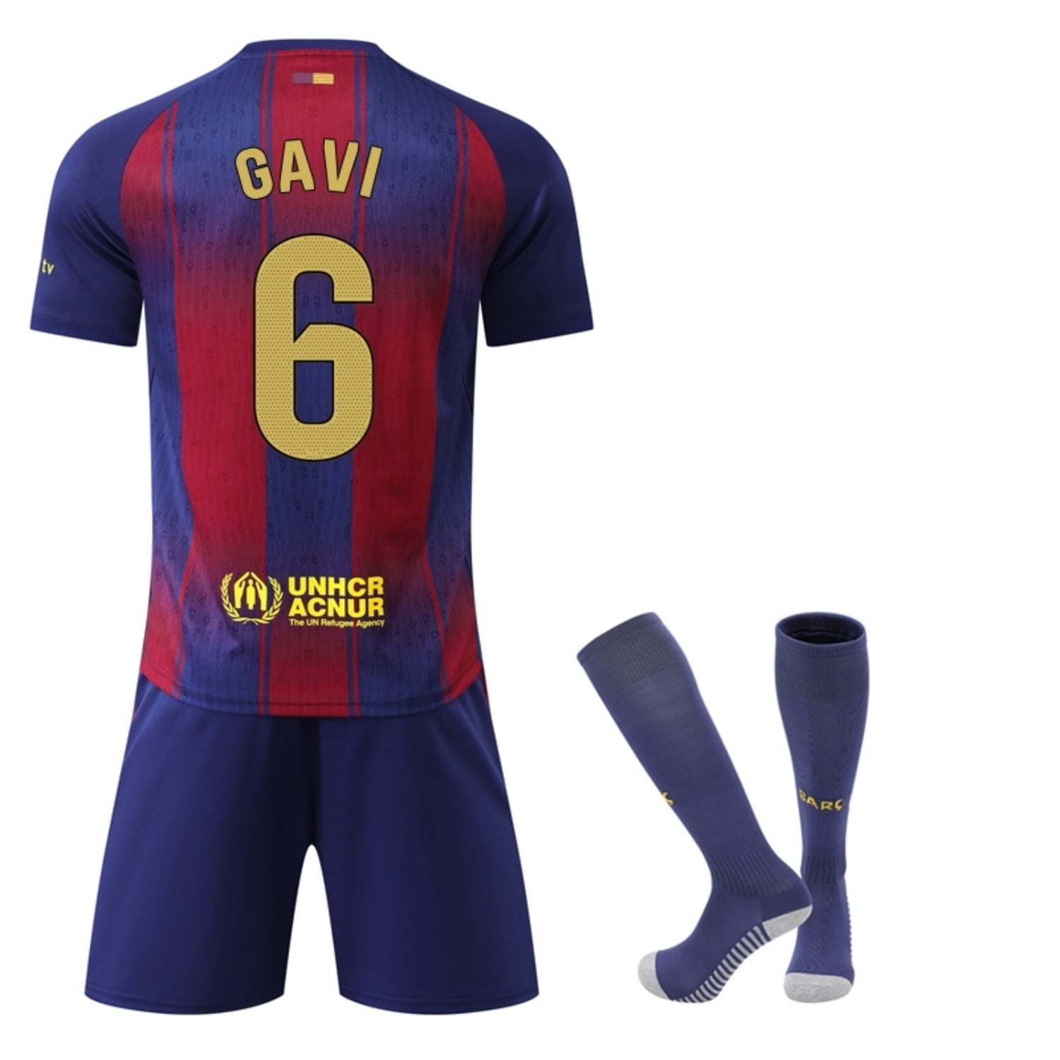 Barcelona 25/26 Authentic #6 Gavi Home Soccer Kit - Walmart.com