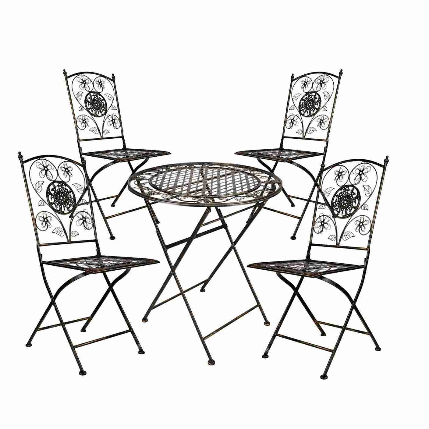 Barcelona Bistro Set Vintage Copper 28" Table & 4 Chairs by Chivari ...