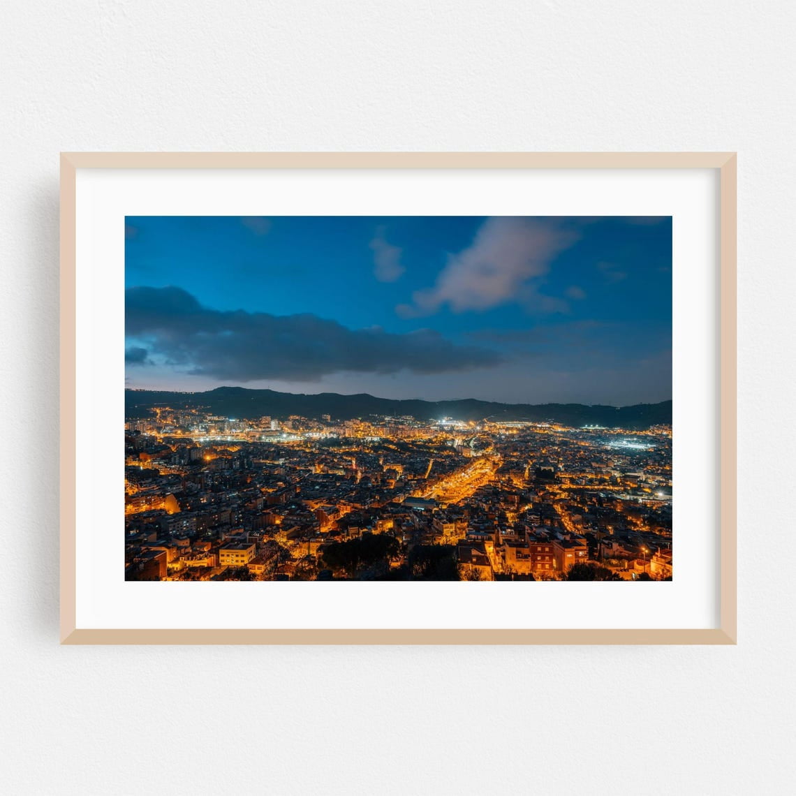 Barcelona Catalonia Spain Cityscape Night Sky Skyline Scenic Travel ...