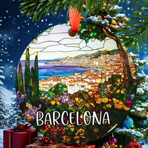 Barcelona Christmas Ornament, Ceramic, Acrylic - Hawaii Travel Souvenir ...