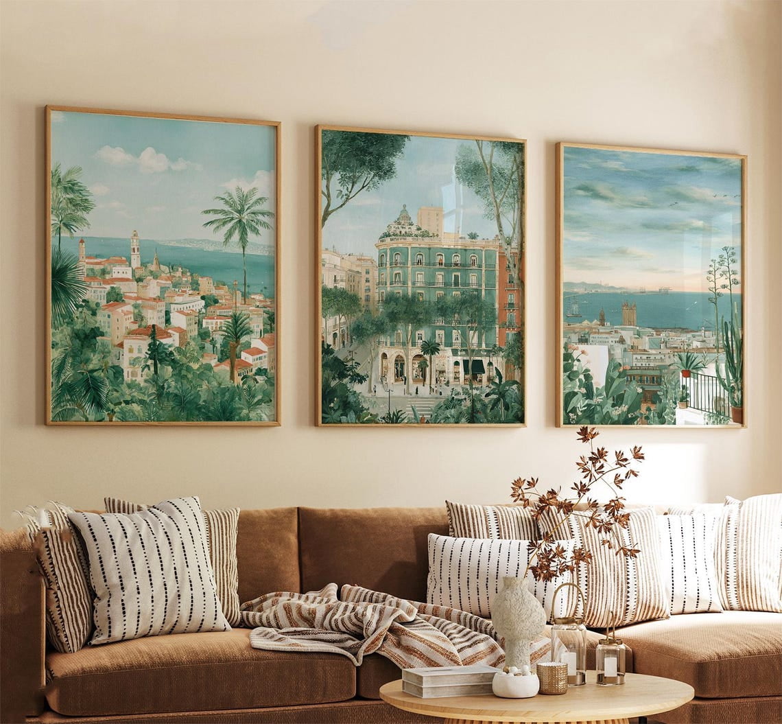Barcelona City Travel Art Vintage Spain Wall Decor Modern Minimalist ...