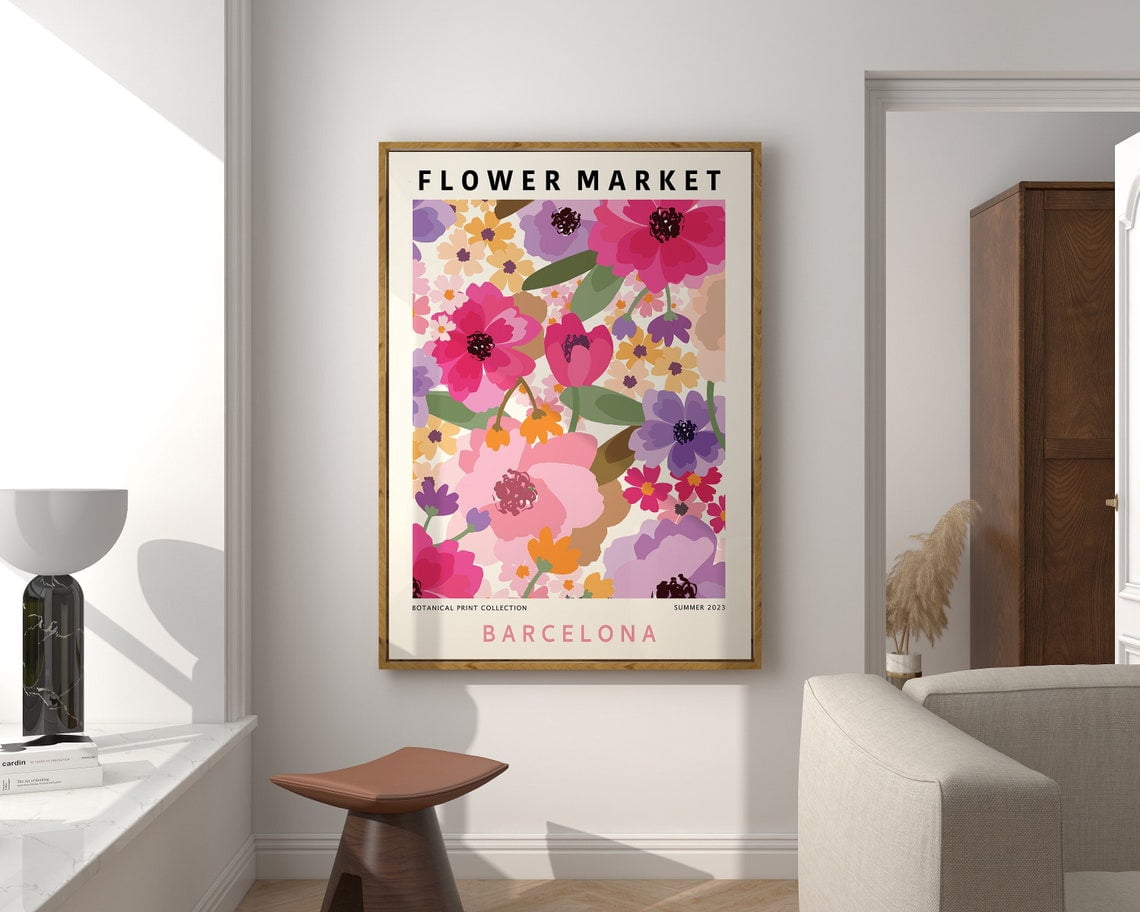 Barcelona Flower Market Art Print, Unframed Paper Poster 16x20in ...