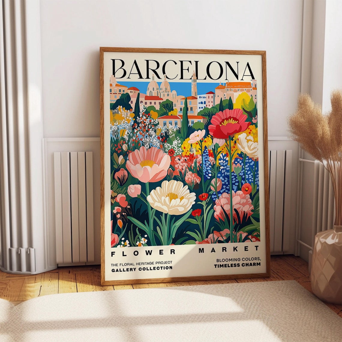 Barcelona Flower Market Poster - Vibrant Cityscape Travel Wall Art ...