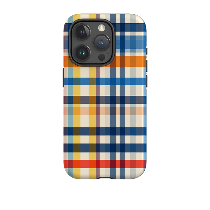 Barcelona Gingham Spain Plaid Phone Case for iPhone 16 15 14 13 12 11 ...