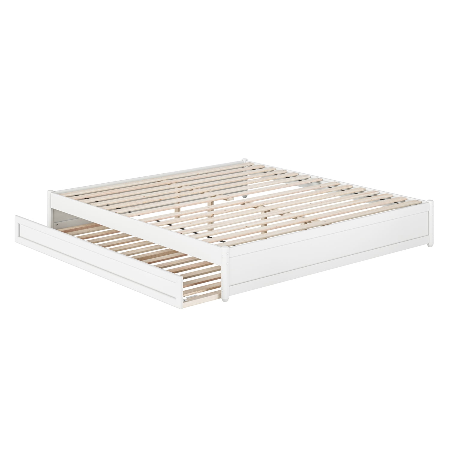 Barcelona King Solid Wood Panel Platform Bed with Twin XL Trundle in ...