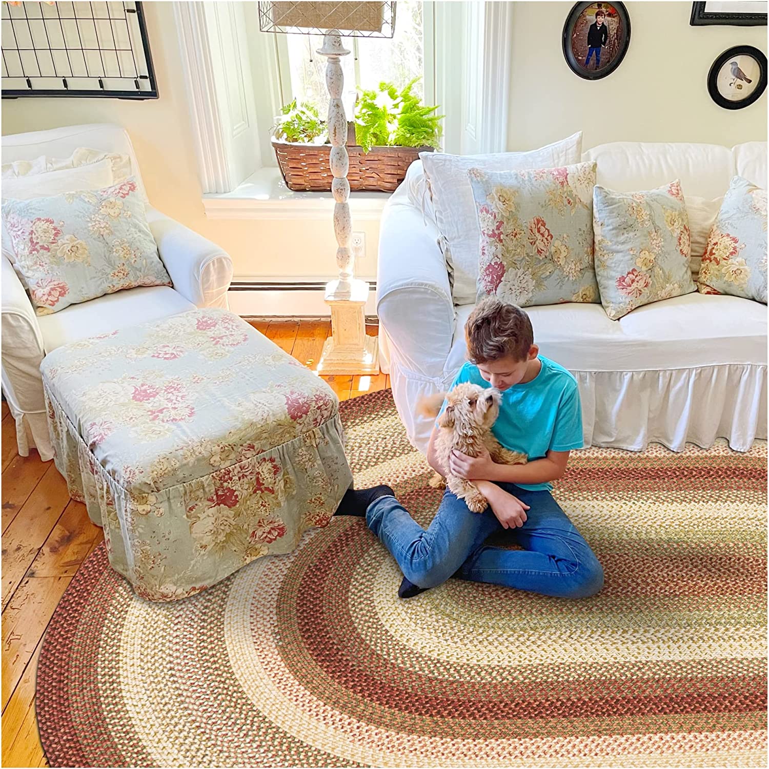 Barcelona Large Braided Area Rug and Oval Braid Rugs 6x9', the Ideal ...