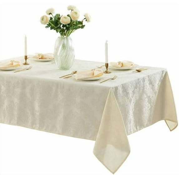 Barcelona Luxury Damask Fabric Tablecloth, 60” Wide x 144” Rectangle ...