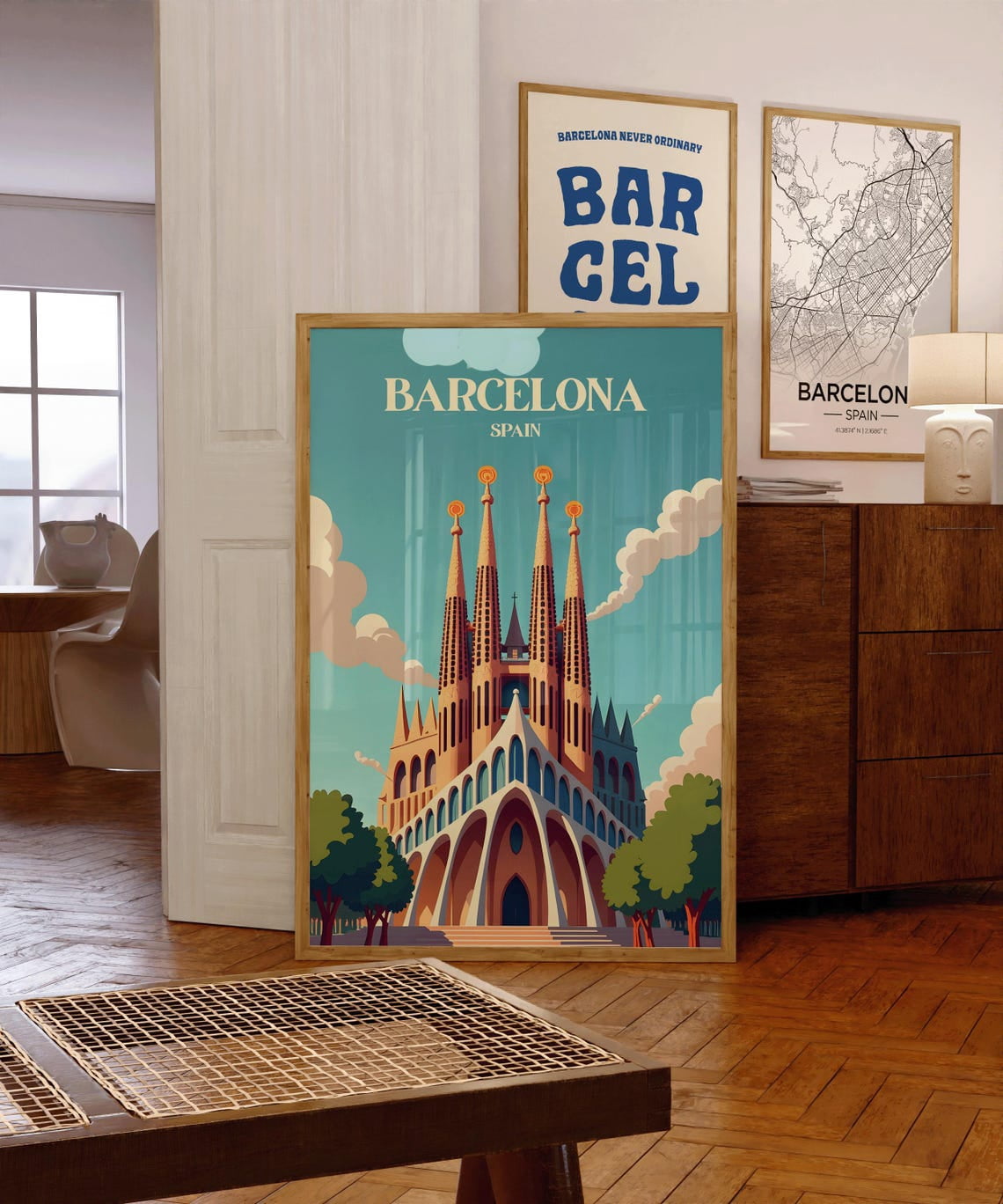 Barcelona Map Spain Travel Art Vintage City Europe Retro Decor ...