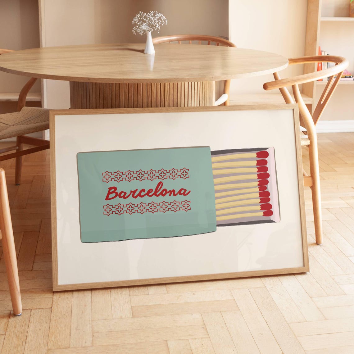 Barcelona Matchbox Print Barcelona Travel Matches Art Travel Match ...